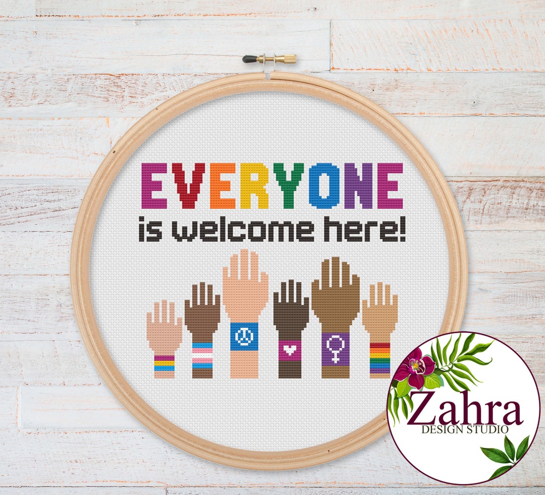 Everyone is Welcome Here! LGBTQ Cross Stitch Pattern. Pride Cross ...