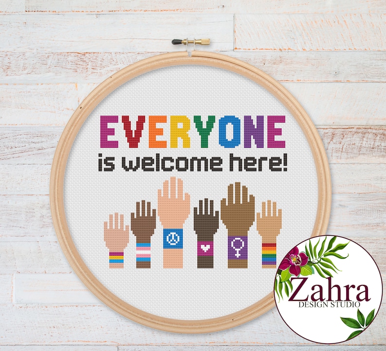 Everyone is Welcome Here LGBTQ Cross Stitch Pattern. Pride - Etsy