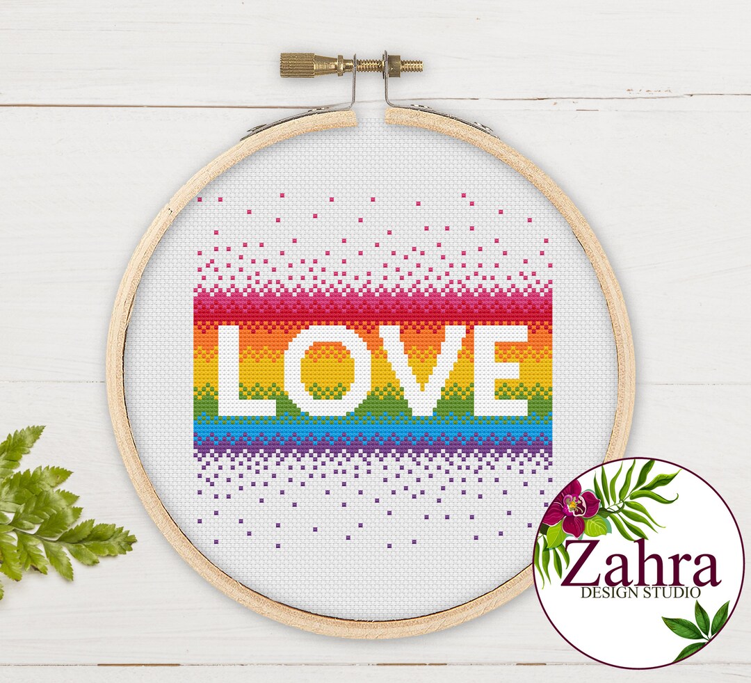 Rainbow Love! LGBTQ Cross Stitch Pattern. Pride Cross Stitch Chart. PDF ...