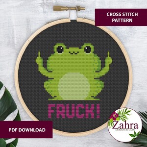 Fruck! Frog Cross Stitch Pattern. Funny Cross Stitch Pattern. Sassy ...
