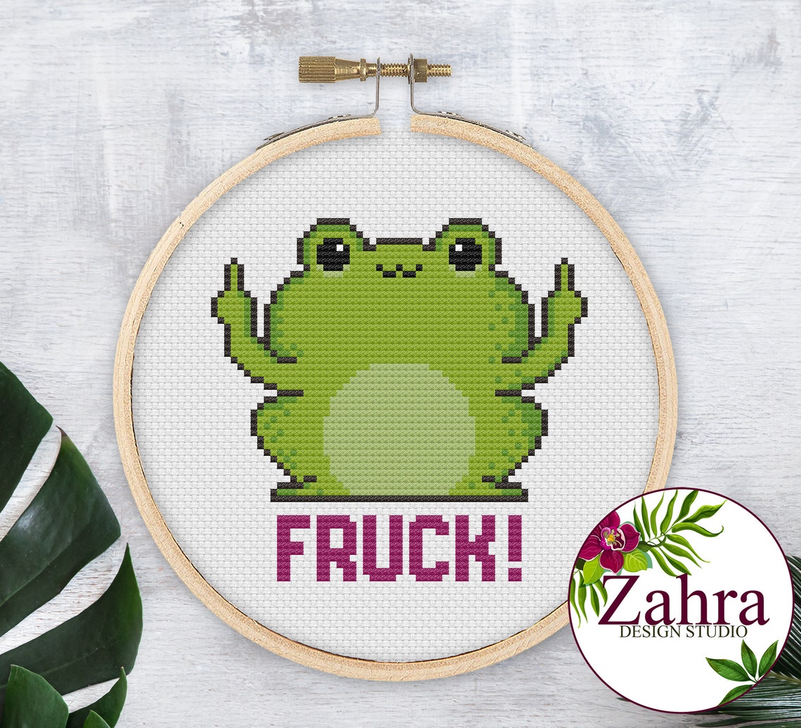 Fruck Frog Cross Stitch Pattern. Funny Cross Stitch Pattern. - Etsy