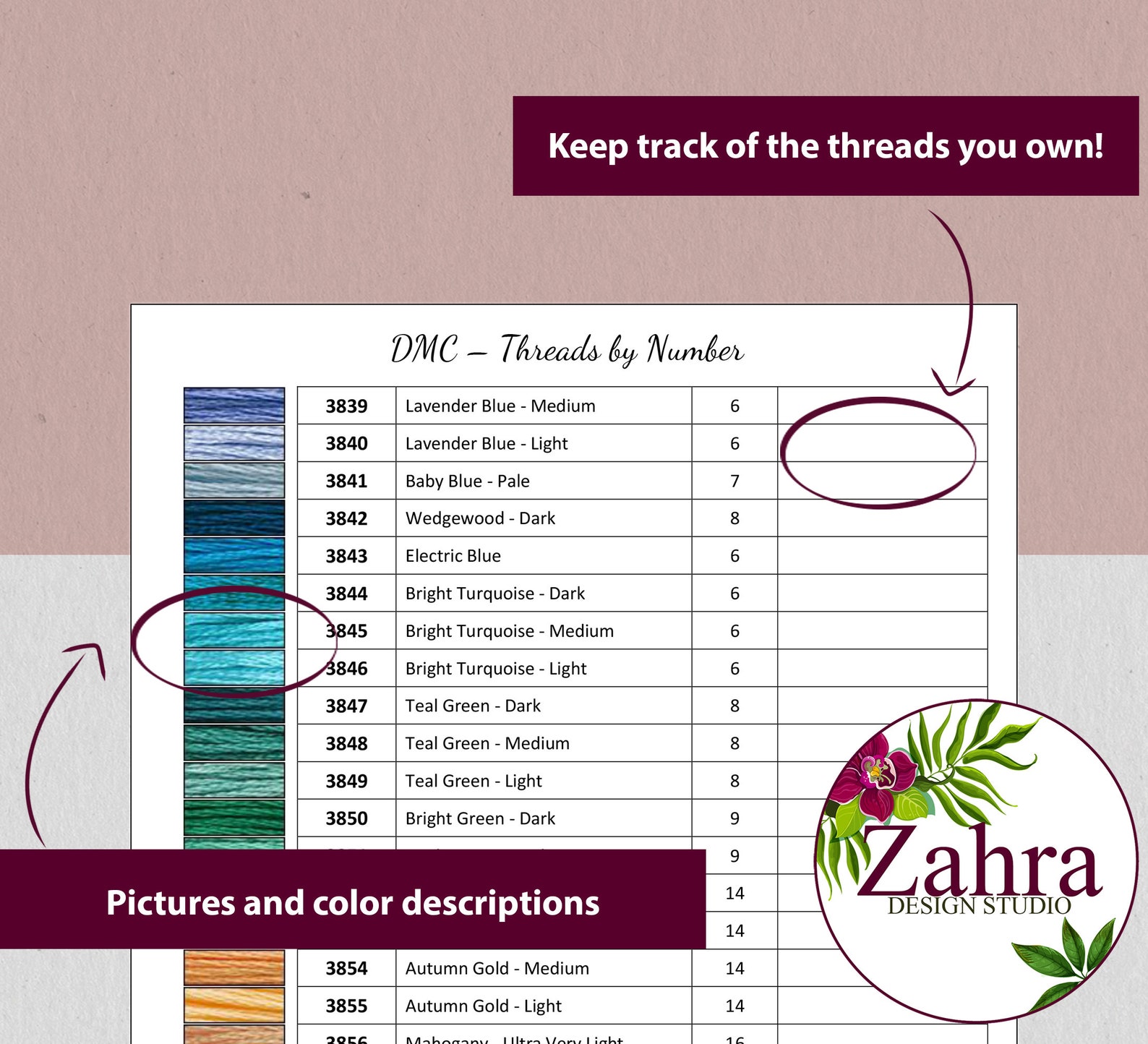 PRINTABLE DMC Color Chart and Inventory. DMC Color Card. Dmc - Etsy