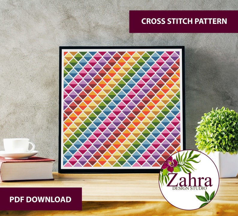 Geometric Cross Stitch Pattern Sampler Cross Stitch. Colorful | Etsy