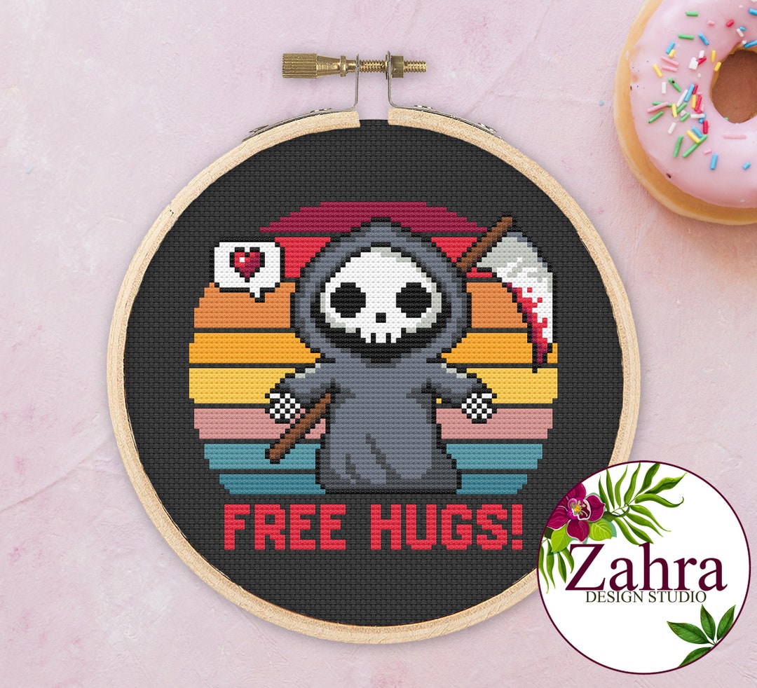 Cute Grim Reaper Free Hugs Grim Reaper Cross Stitch - Etsy