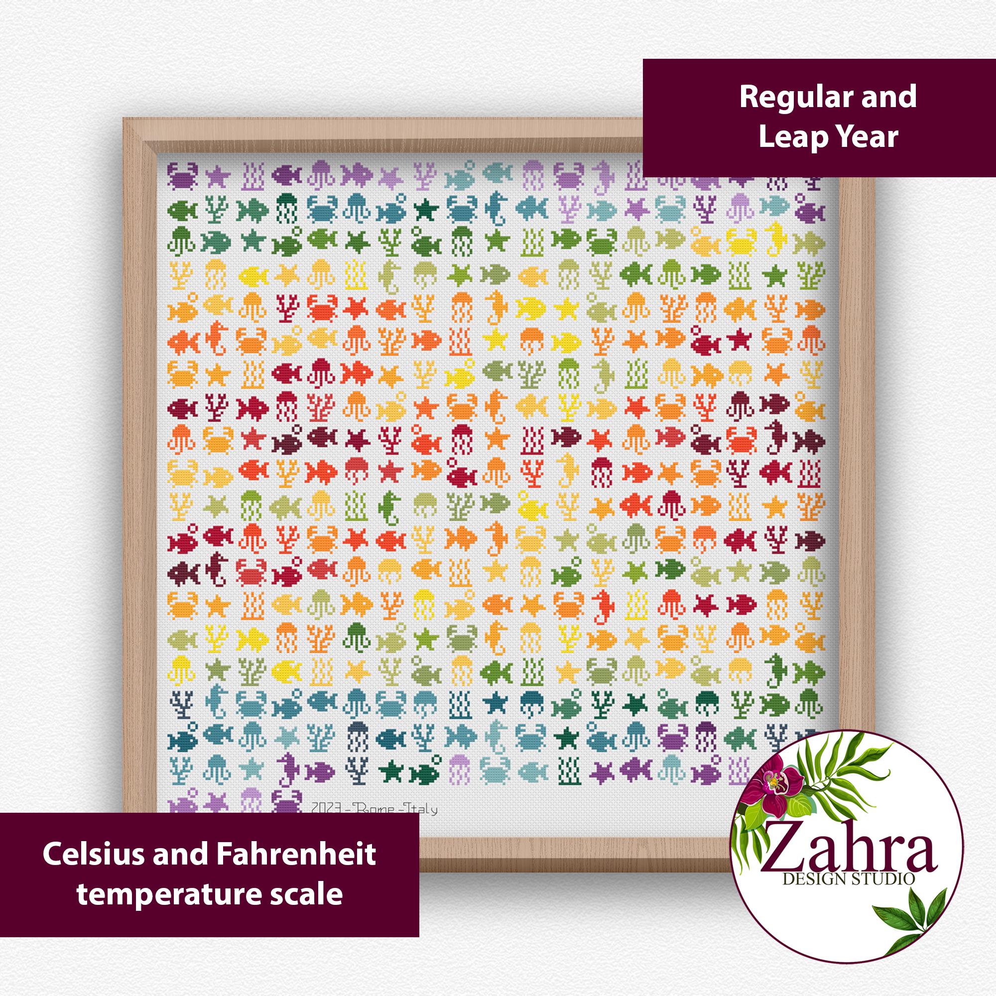 Temperature Cross Stitch Pattern - Ocean Embroidery Design (PDF ...