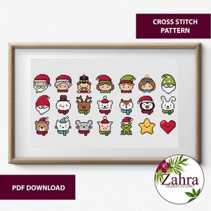Mini Christmas Characters. Set of 21 Tiny Christmas Cross Stitch ...