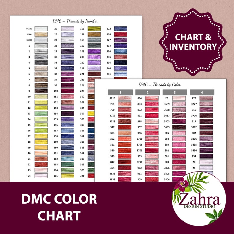DMC Color Chart & Inventory Tracker (pdf/excel Download) - Etsy