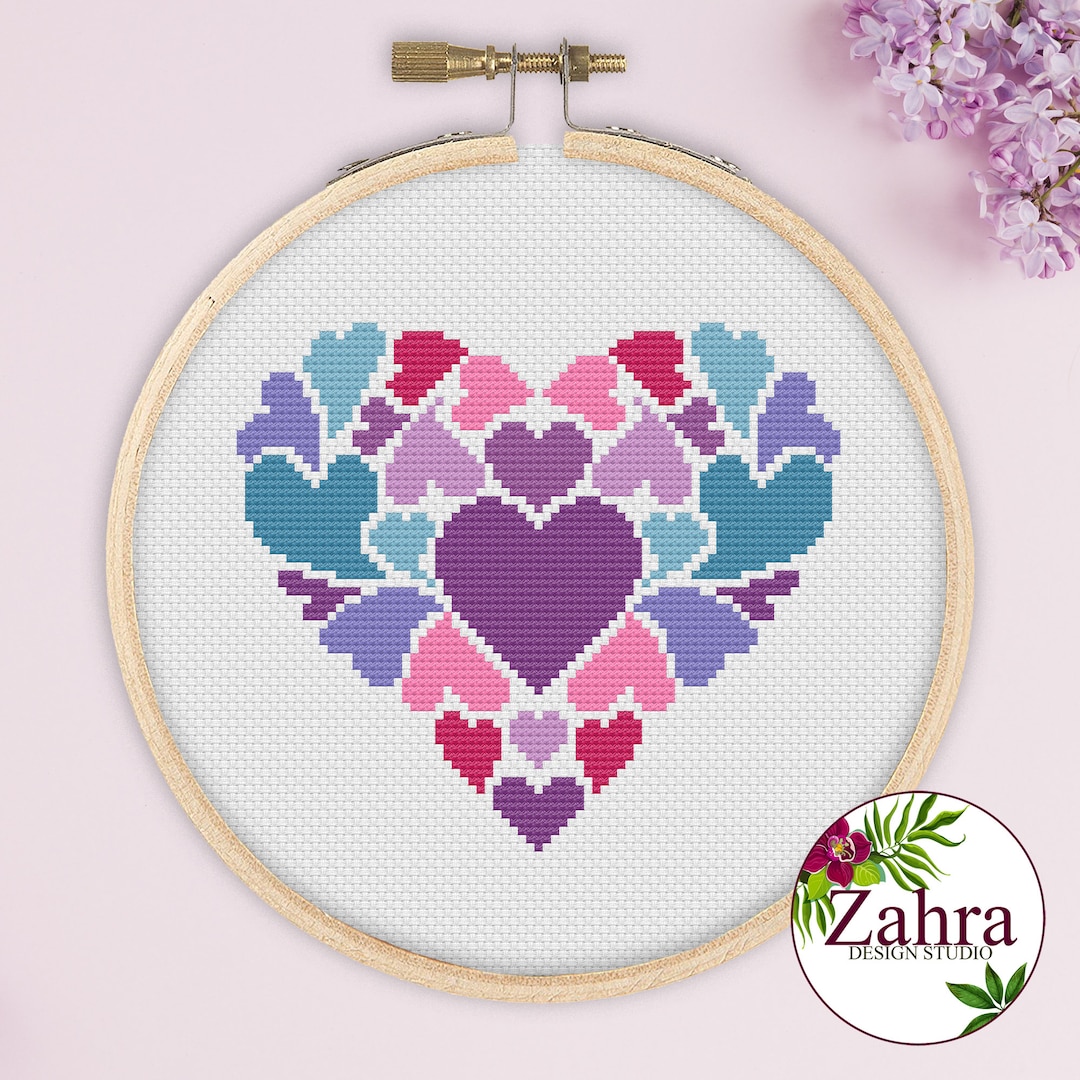 Heart Cross Stitch Pattern. Love Cross Stitch Pattern. PDF Instant ...
