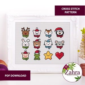 Mini Christmas Characters. Set of 21 Tiny Christmas Cross Stitch ...