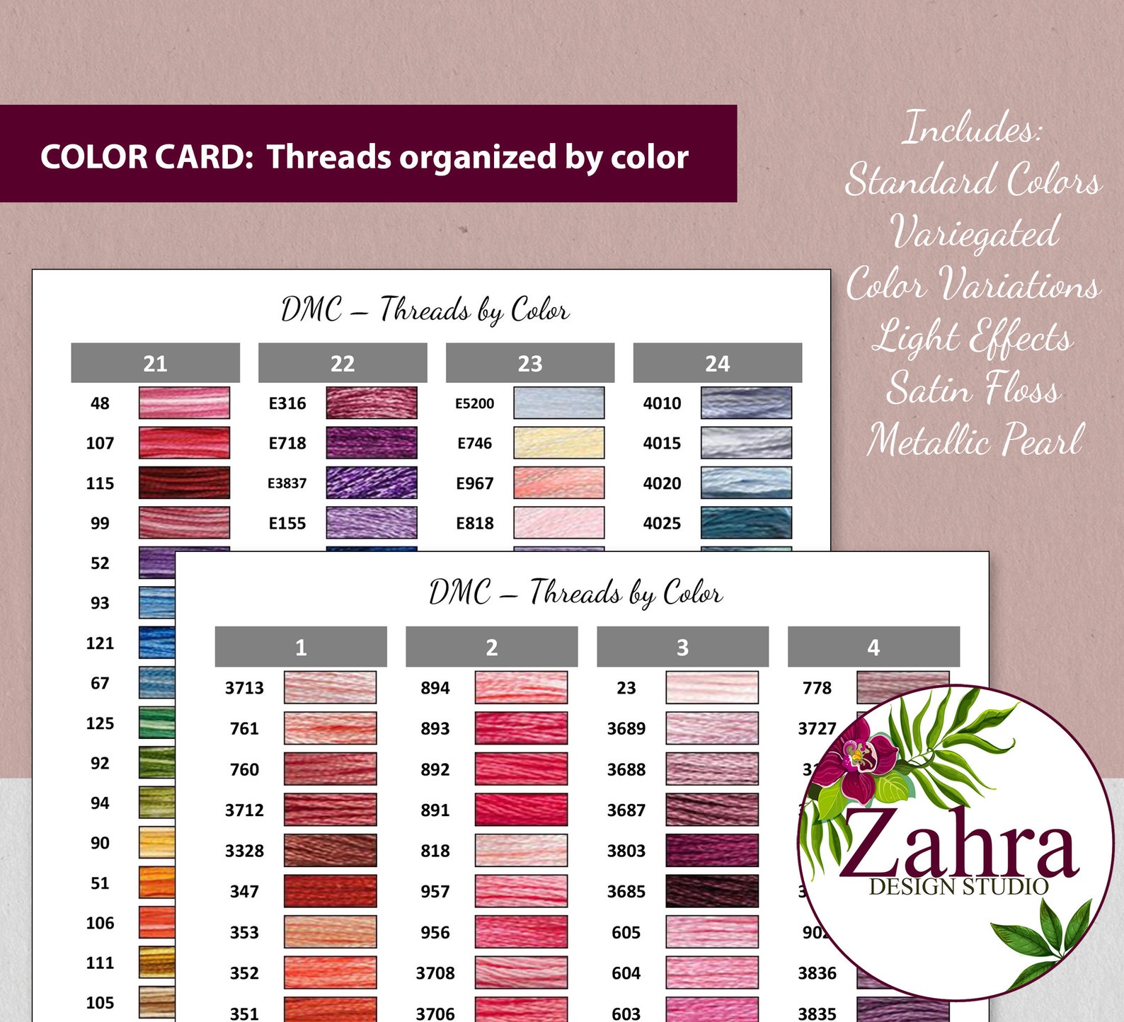 PRINTABLE DMC Color Chart and Inventory. DMC Color Card. Dmc - Etsy