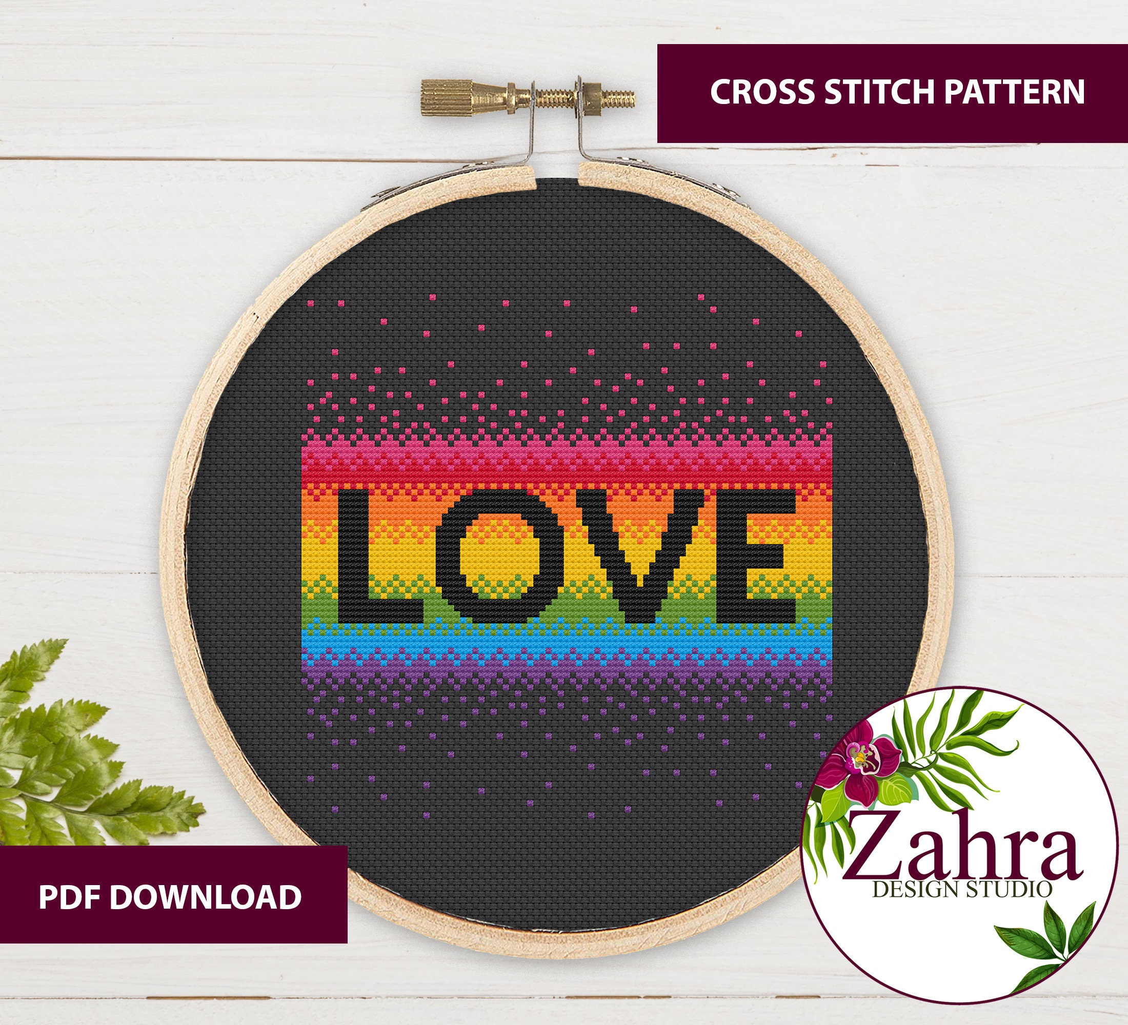 Rainbow Love LGBTQ Cross Stitch Pattern. Pride Cross Stitch - Etsy