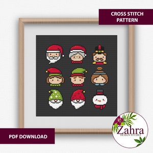 Mini Christmas Characters. Set of 21 Tiny Christmas Cross Stitch ...