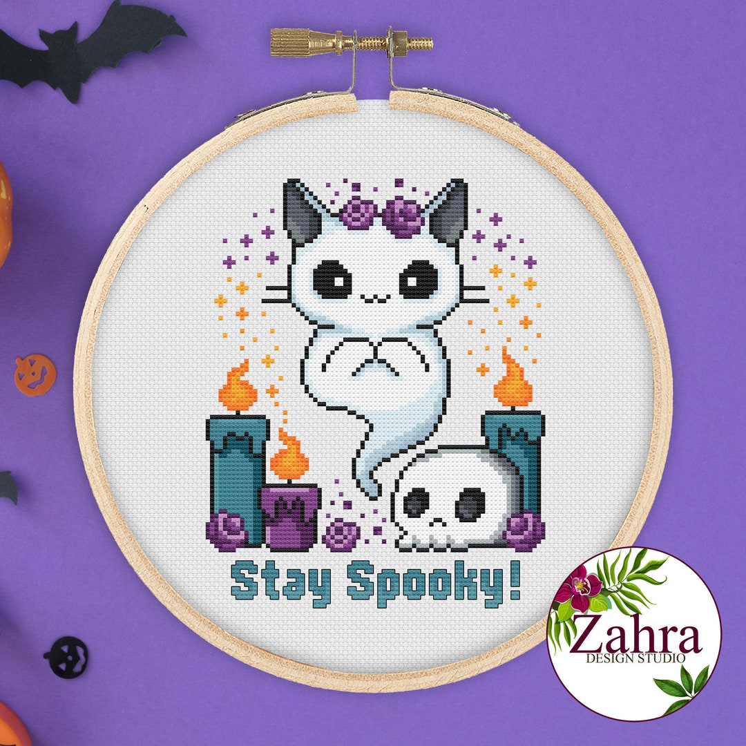 Spooky Cat! Stay Spooky! Cat Cross Stitch Pattern. Funny Cross Stitch ...