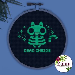 Dead Inside Cat Cross Stitch Pattern, Funny Sarcastic Chart (PDF ...