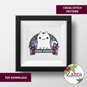 Dead Inside Cat Cross Stitch Pattern, Funny Sarcastic Chart (PDF ...