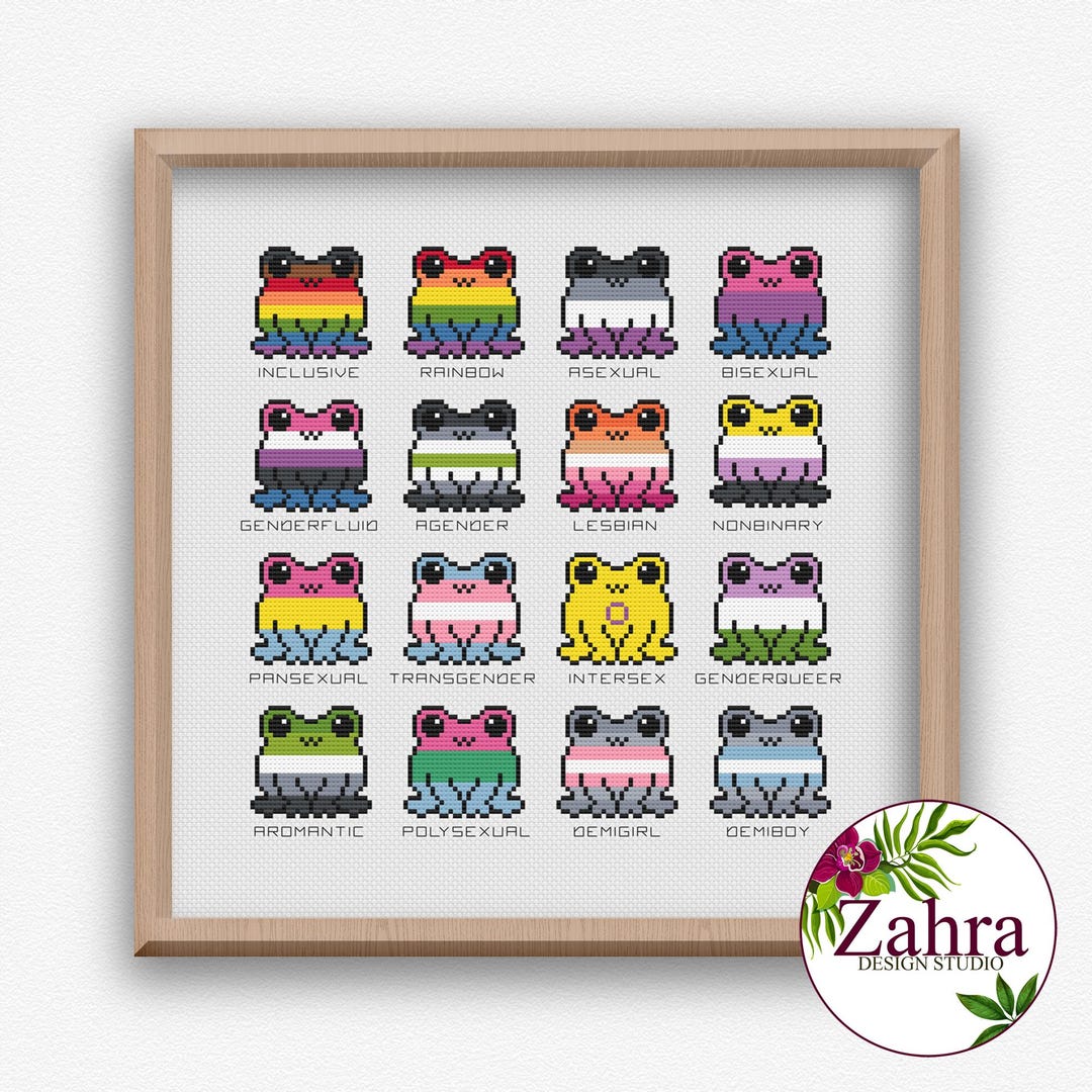 Mini Pride Frogs Cross Stitch Pattern - LGBTQ Embroidery (PDF Download ...