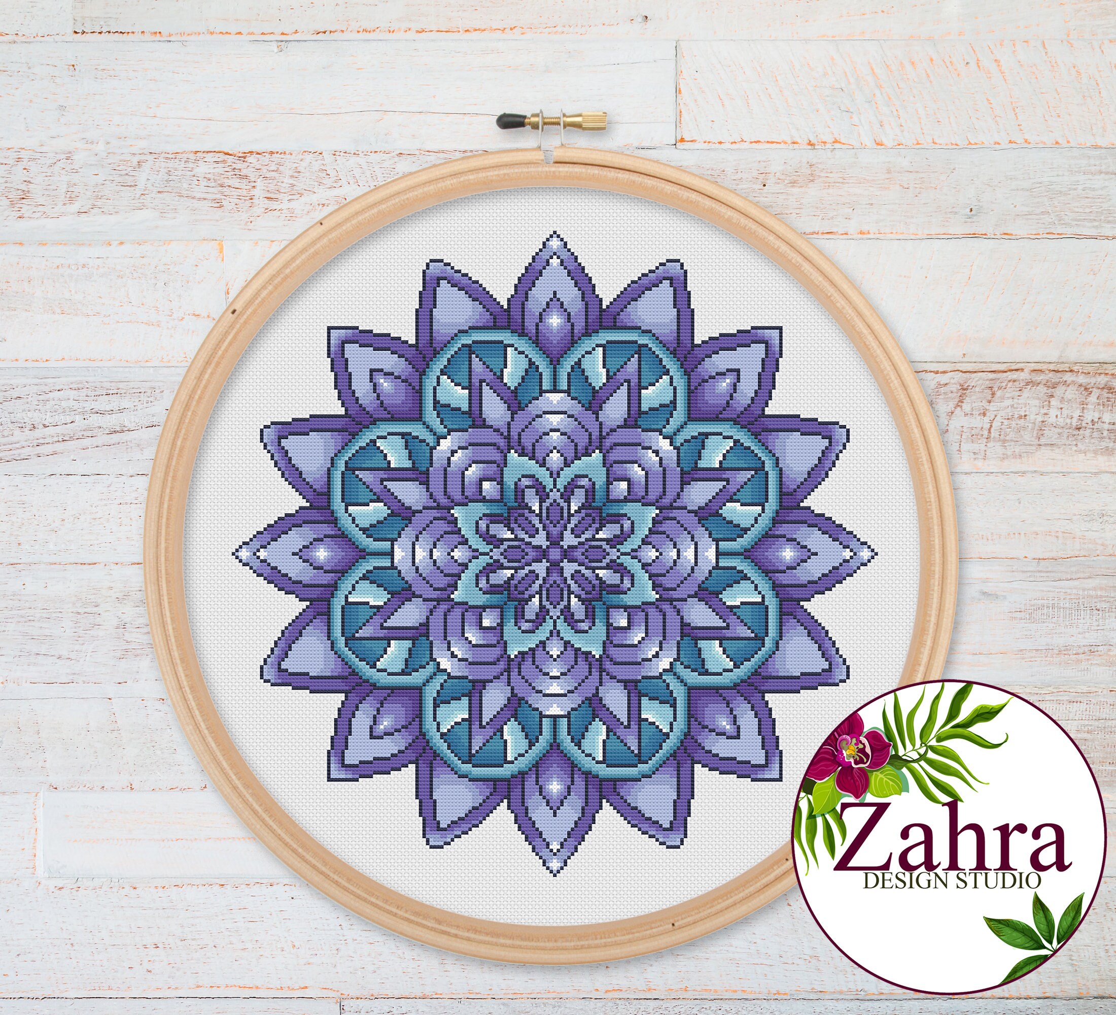 Mandala Cross Stitch Pattern. Colorful Floral Mandala Cross - Etsy