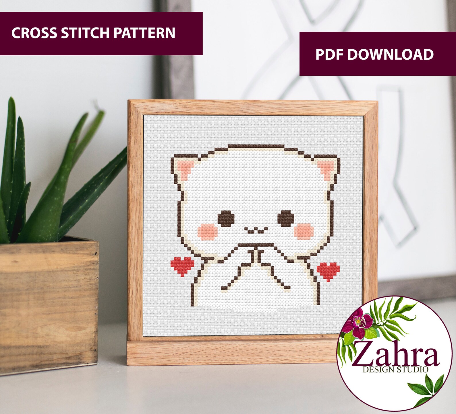 Mochi Peach Cats Peach and Goma Cross Stitch Pattern Cat - Etsy