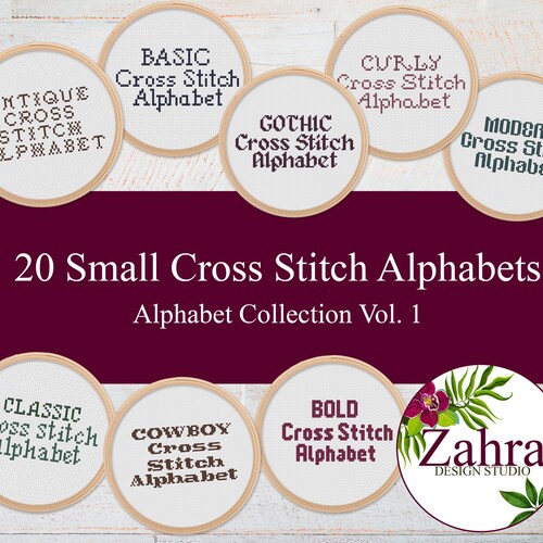 Set of 29 Small Cross Stitch Fonts Patterns Tiny Alphabets - Etsy