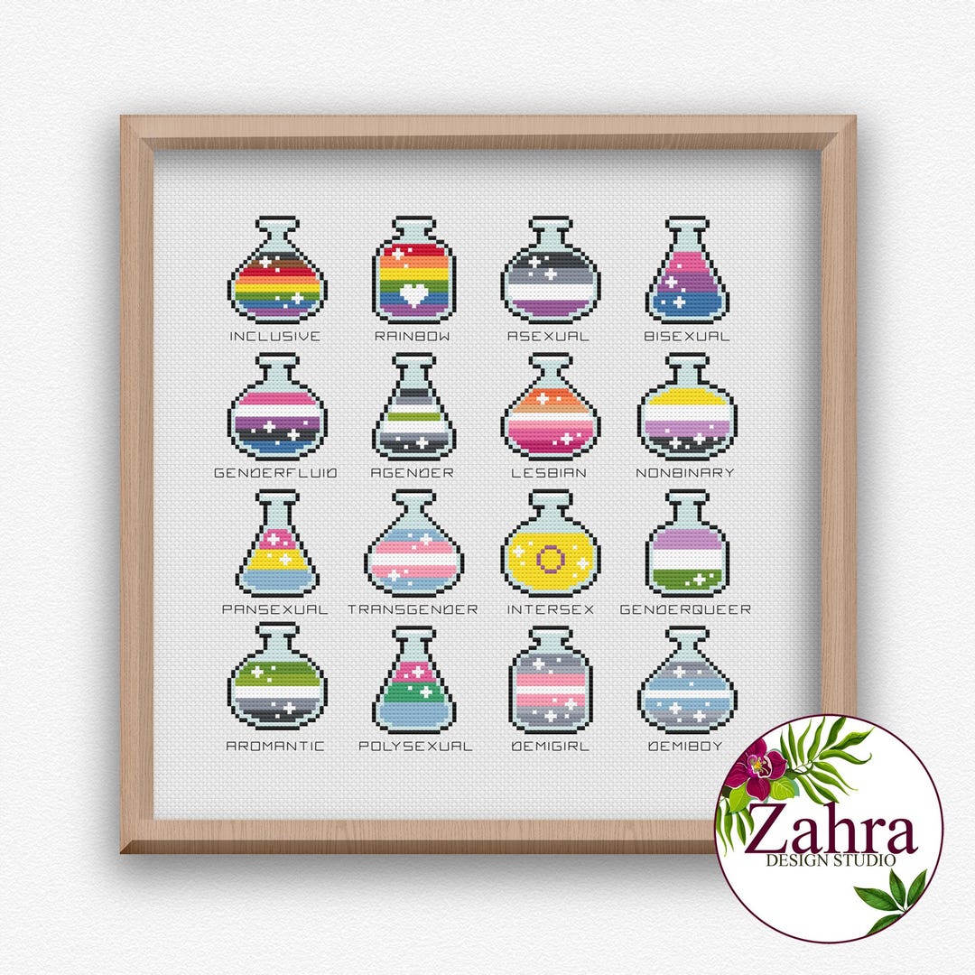 LGBTQ+ Pride Magic Potions! LGBTQ Cross Stitch Pattern. Pride Cross ...