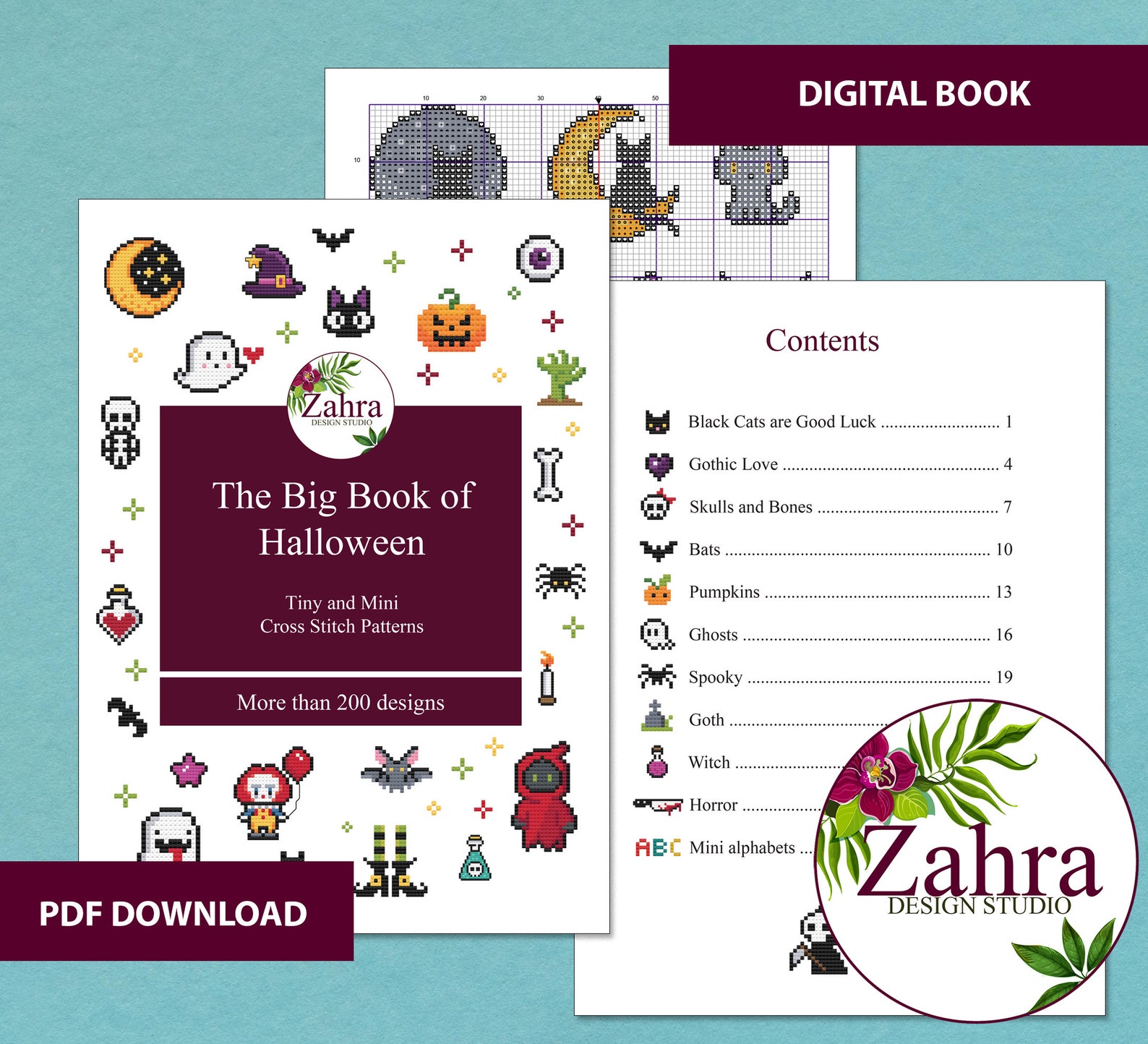 The Big Book of Halloween Mini Cross Stitch Patterns Over - Etsy