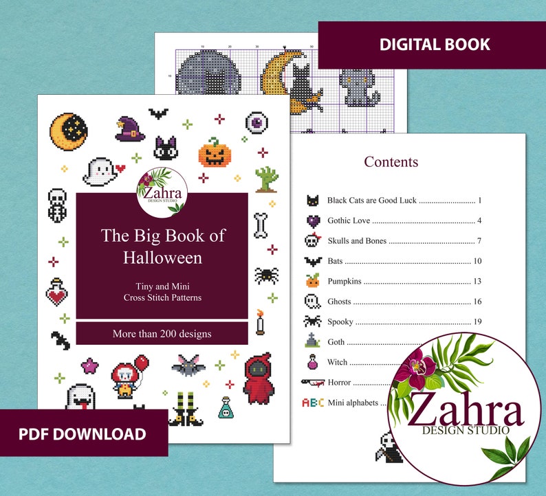 The Big Book of Halloween Mini Cross Stitch Patterns Over - Etsy