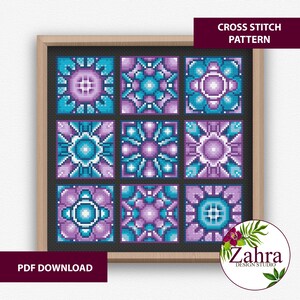 Mini Mandala Tiles Cross Stitch. Mandala Cross Stitch Pattern. Mini ...