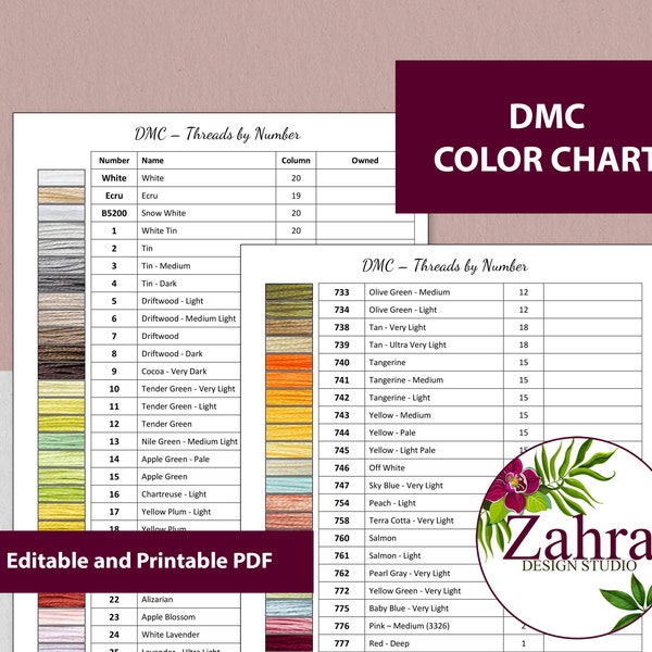 Dmc Floss Color Chart - Etsy