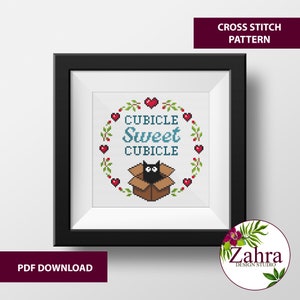 Cubicle Sweet Cubicle Funny Cross Stitch Pattern. Sassy Cross Stitch ...