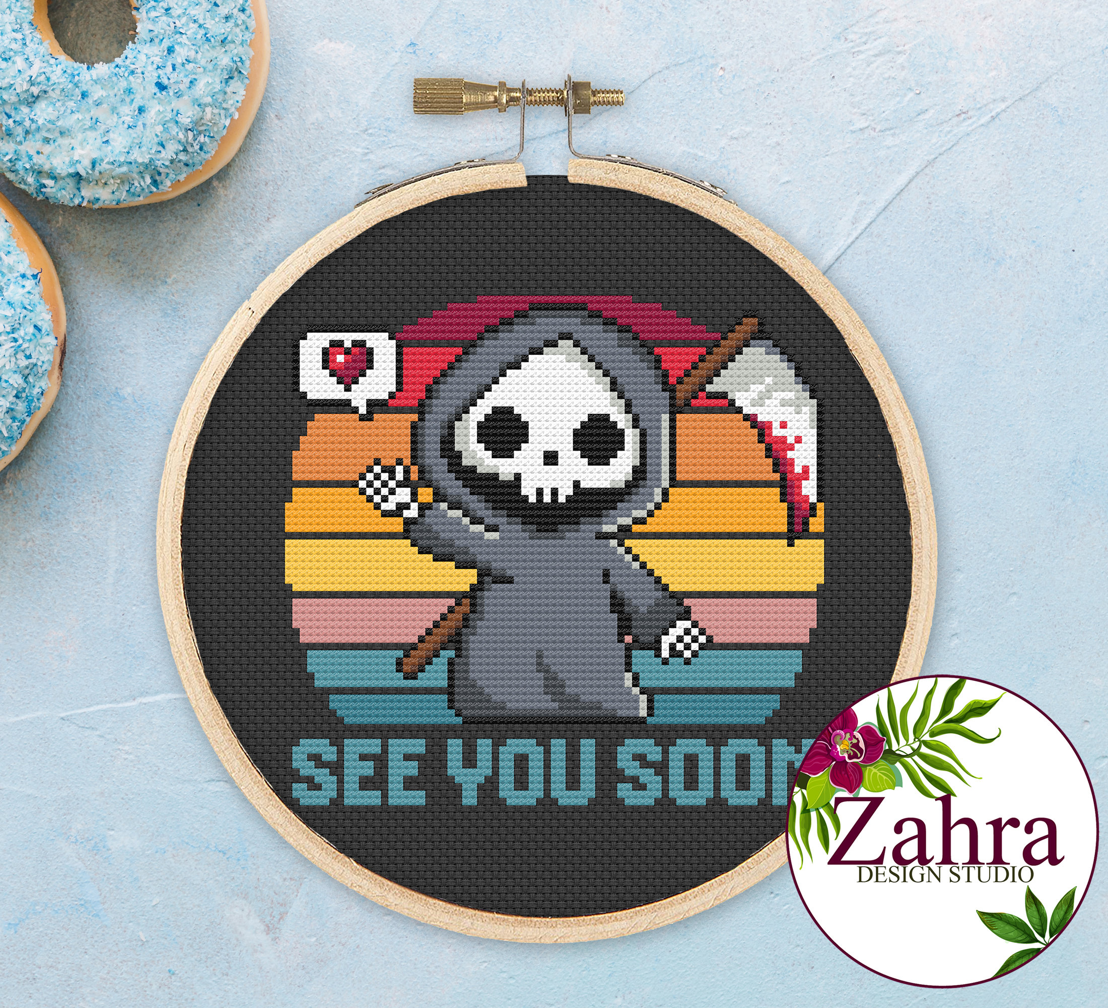 Cute Grim Reaper See You Soon Grim Reaper Cross Stitch - Etsy