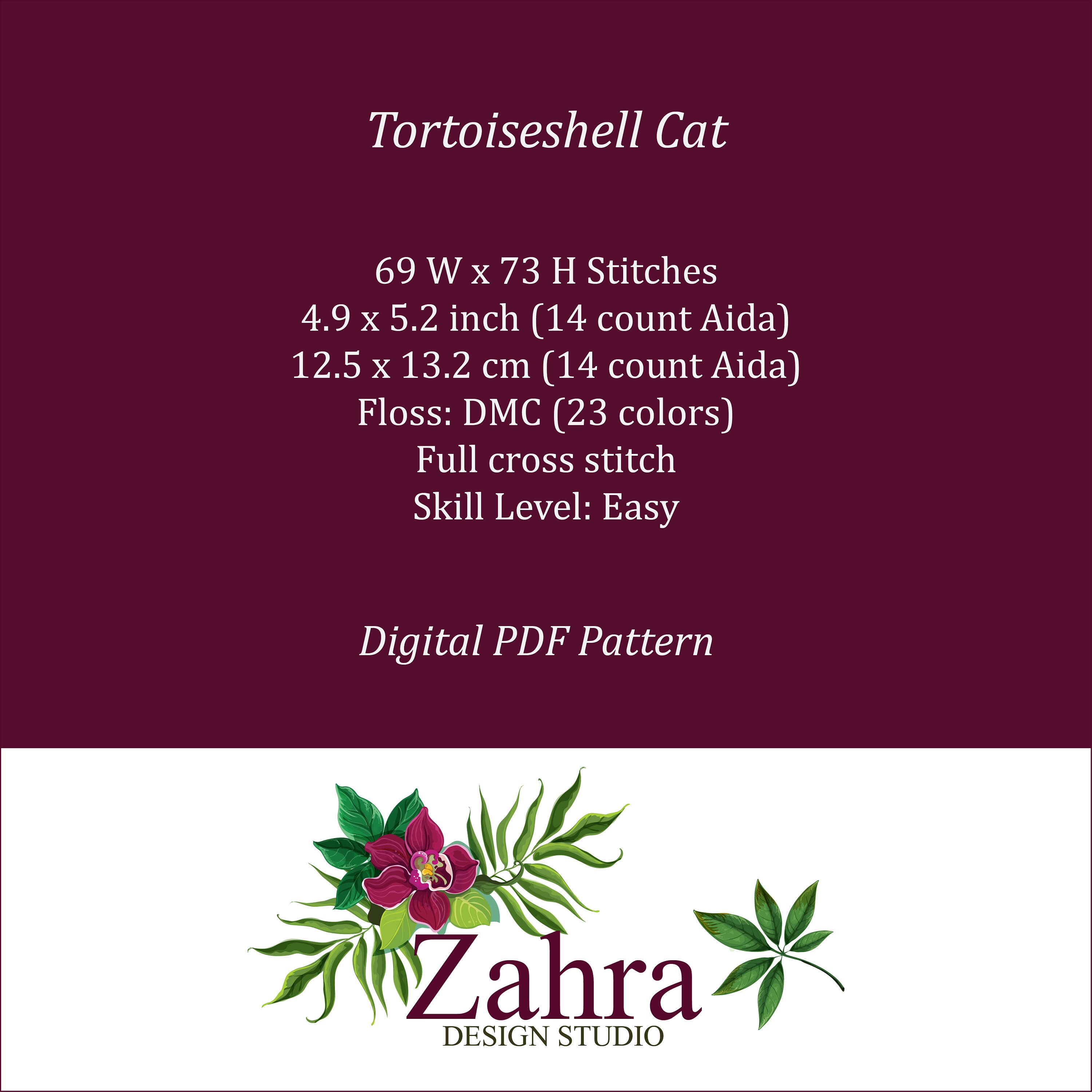 Tortoiseshell Cat Cross Stitch Pattern. Cat Cross Stitch - Etsy