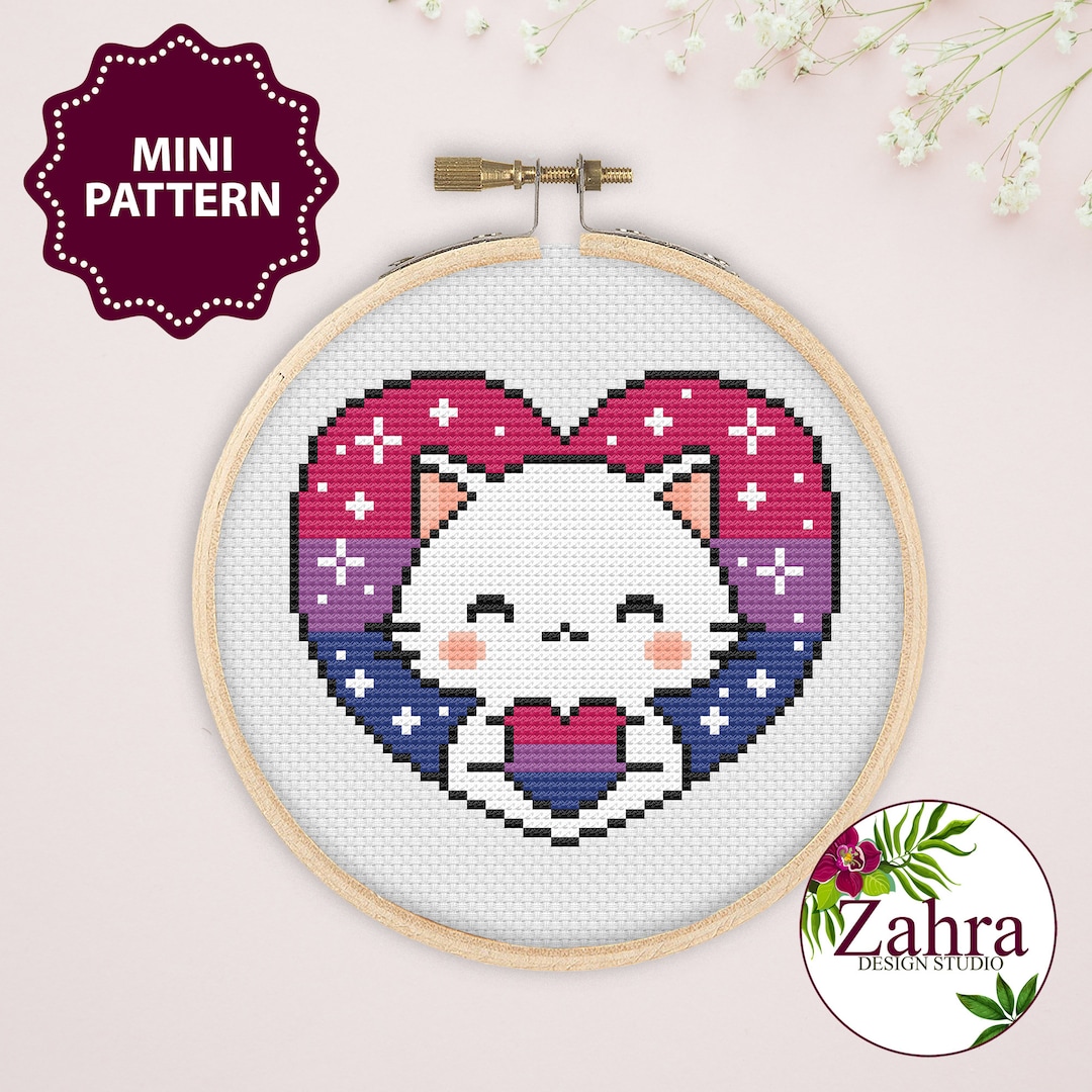 LGBTQ Cross Stitch Pattern: Mini Bisexual Cat (PDF Download) - Etsy