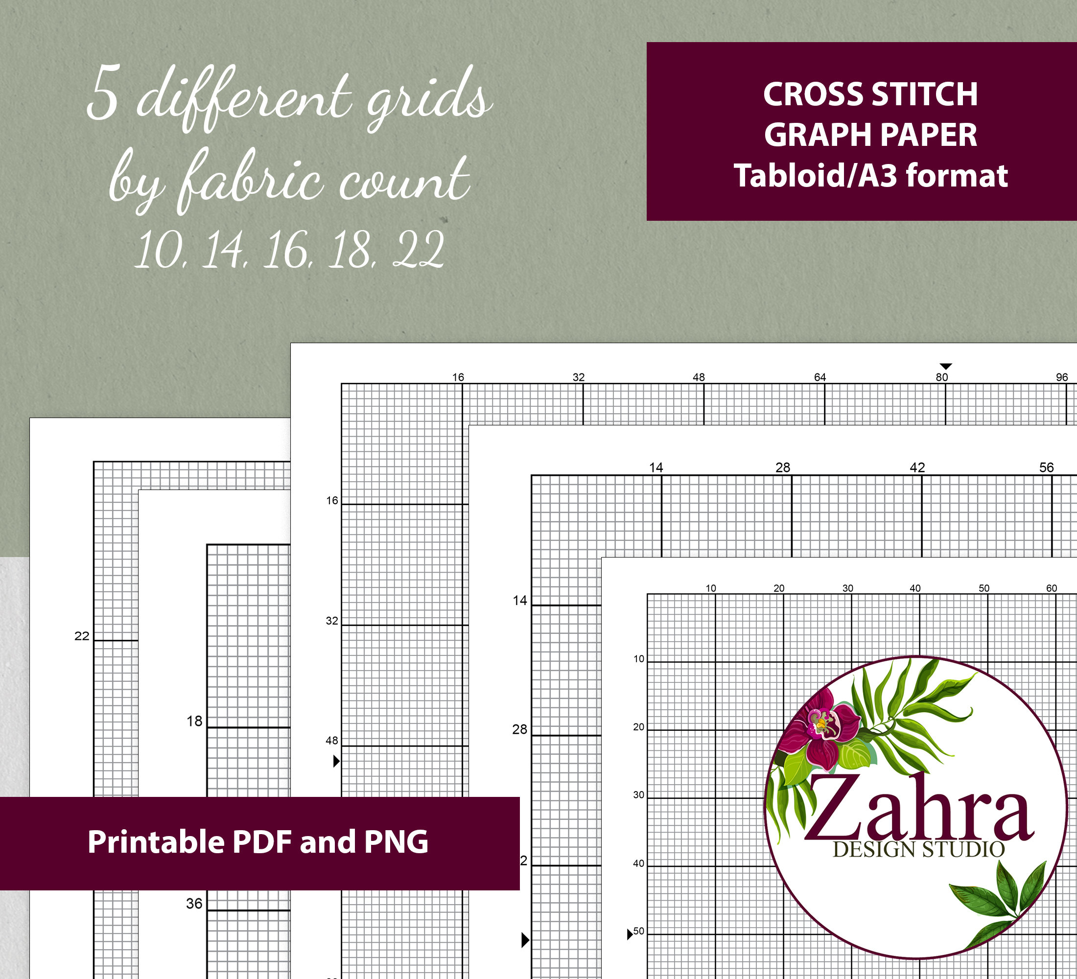 PRINTABLE Cross Stitch Graph Paper Tabloid/a3 Format. Graph - Etsy
