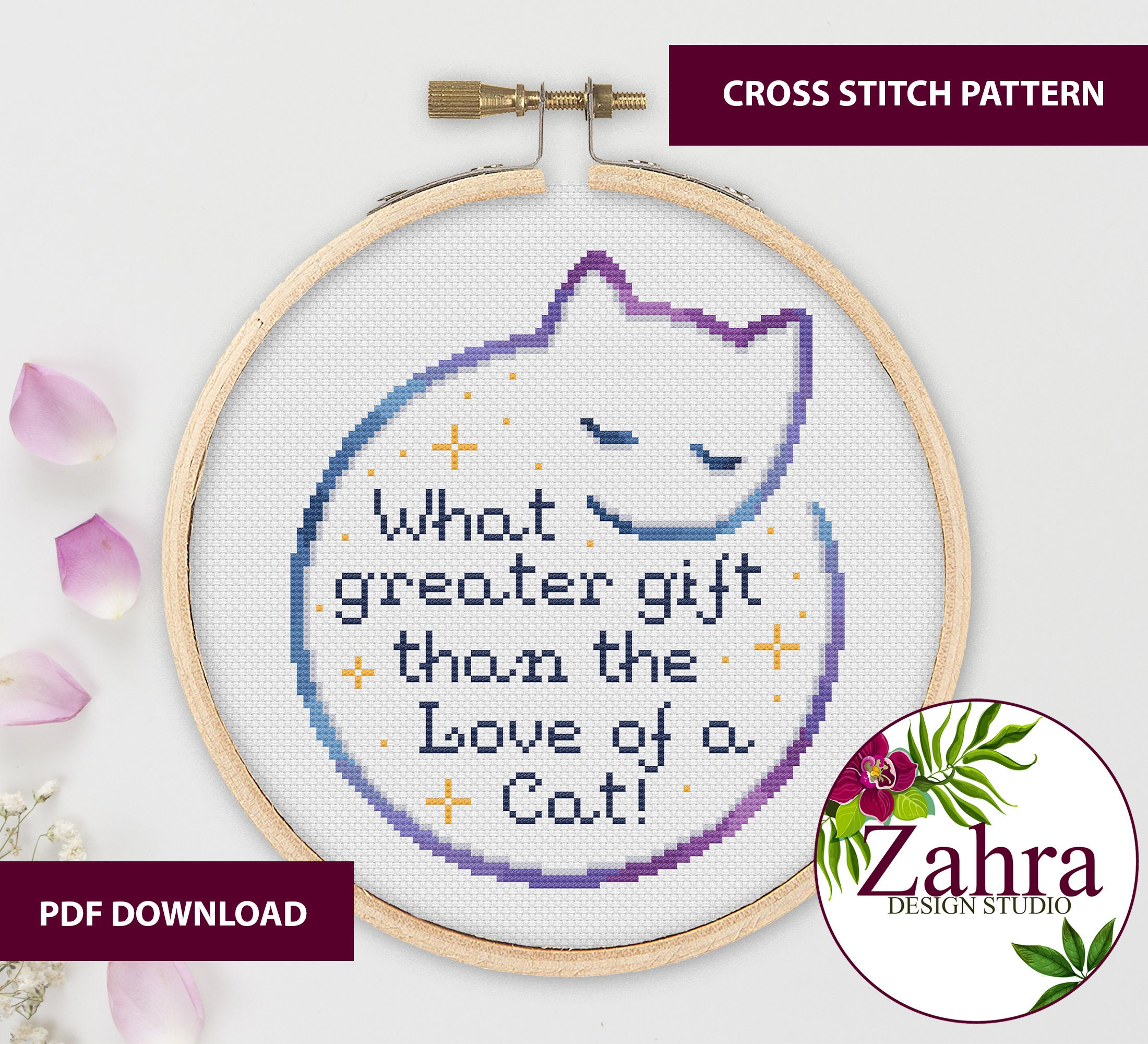 Cat Cross Stitch Pattern. Cute Cross Stitch Pattern for Cat - Etsy