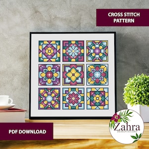 Mini Mandala Tiles Cross Stitch. Mandala Cross Stitch Pattern. Mini ...