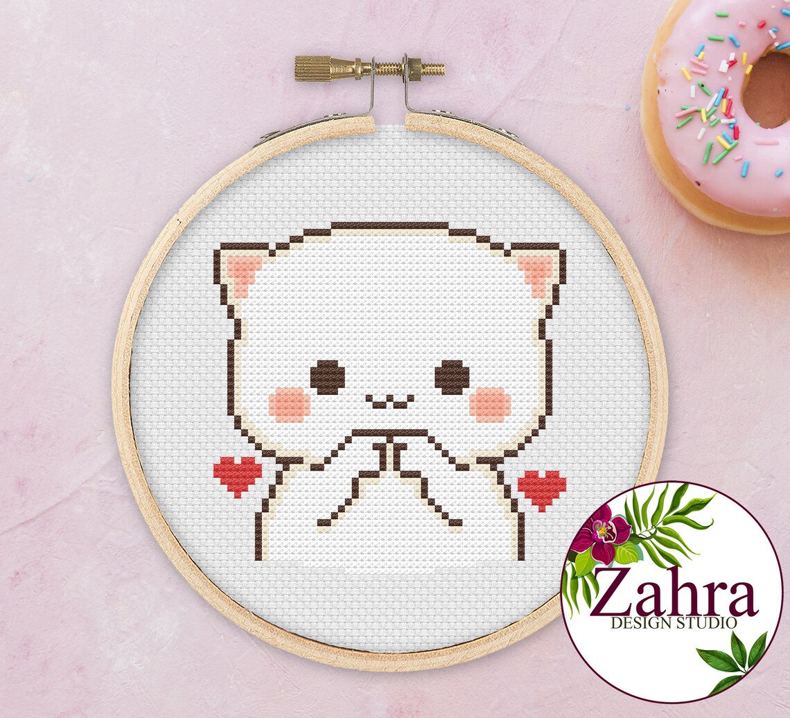 Mochi Peach Cats Peach and Goma Cross Stitch Pattern Cat - Etsy