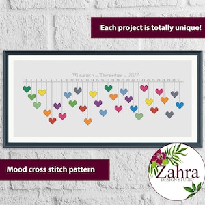 Hearts Mood Cross Stitch Pattern! Mood Journal Cross Stitch Chart. Mood ...
