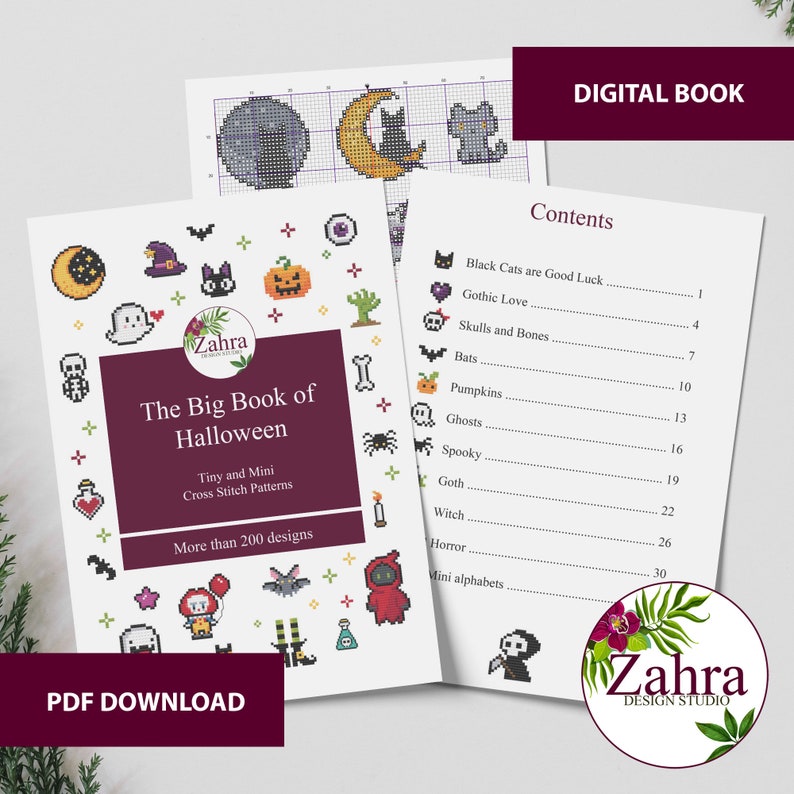 Halloween Cross Stitch Patterns - the Big Book - Over 200 Mini Designs ...