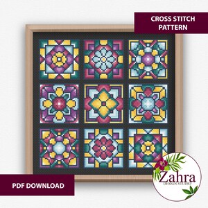 Mini Mandala Tiles Cross Stitch. Mandala Cross Stitch Pattern. Mini ...