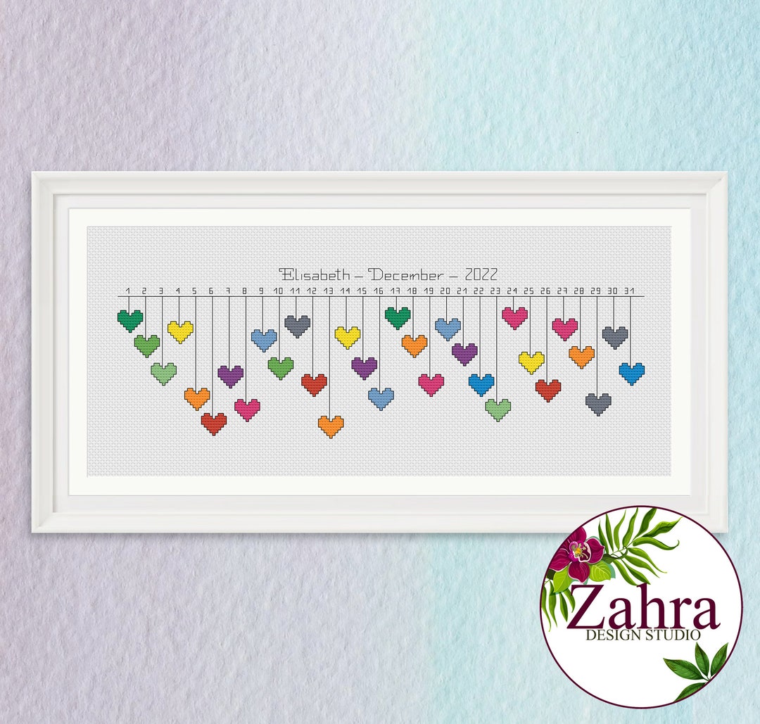 Hearts Mood Cross Stitch Pattern! Mood Journal Cross Stitch Chart. Mood ...