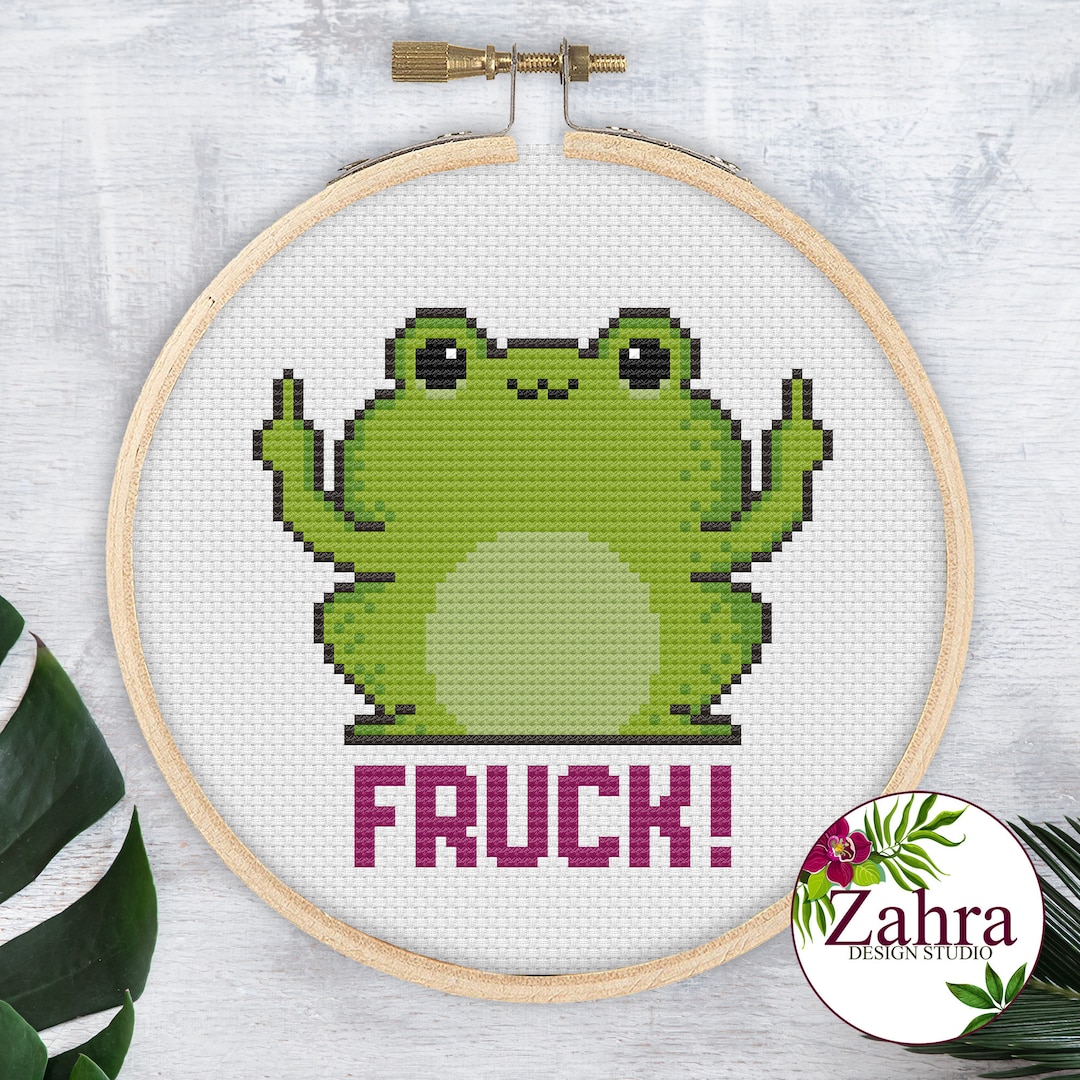 Fruck! Frog Cross Stitch Pattern. Funny Cross Stitch Pattern. Sassy ...
