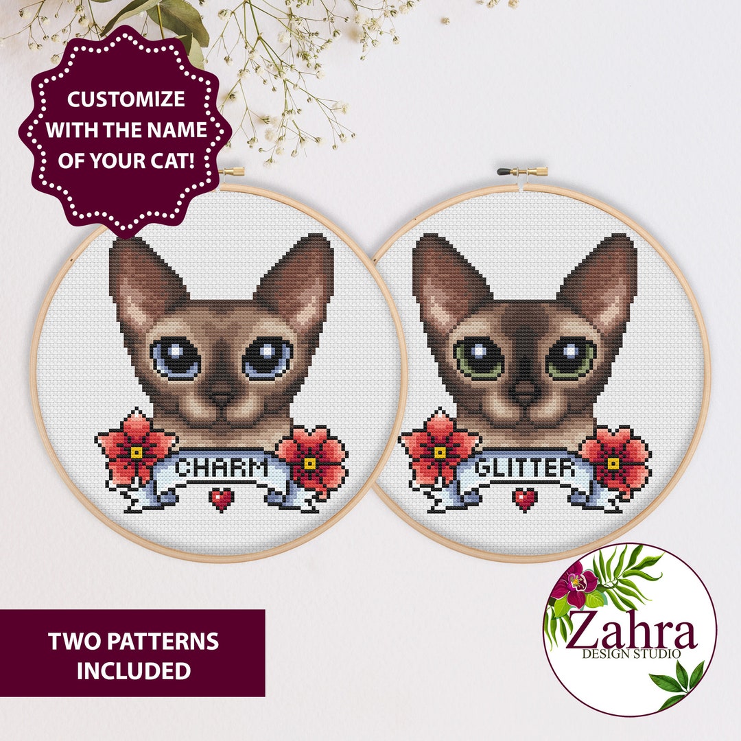 Chocolate Mink Sphynx Cat Cross Stitch Pattern. (PDF Download) - Etsy