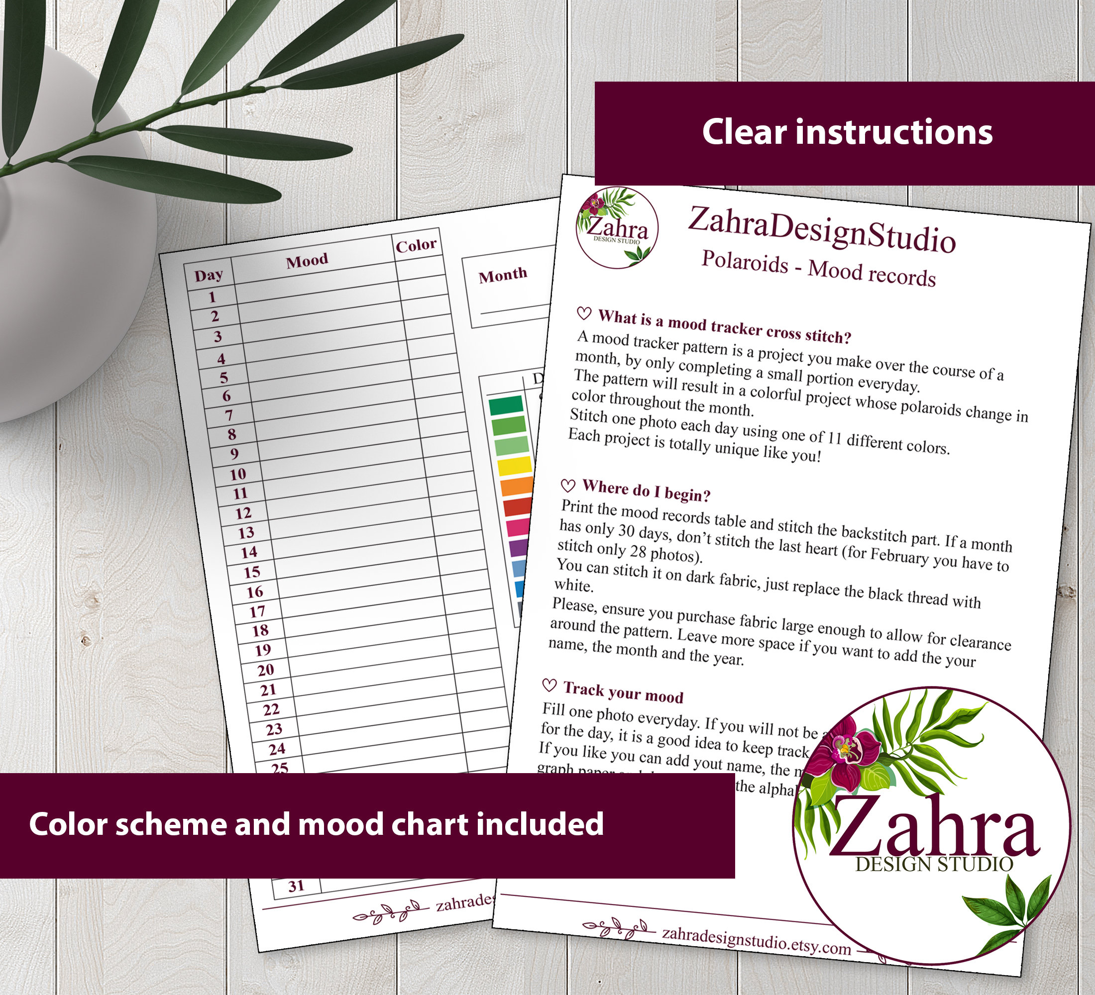 Polaroids Mood Cross Stitch Pattern Mood Journal Cross Stitch - Etsy