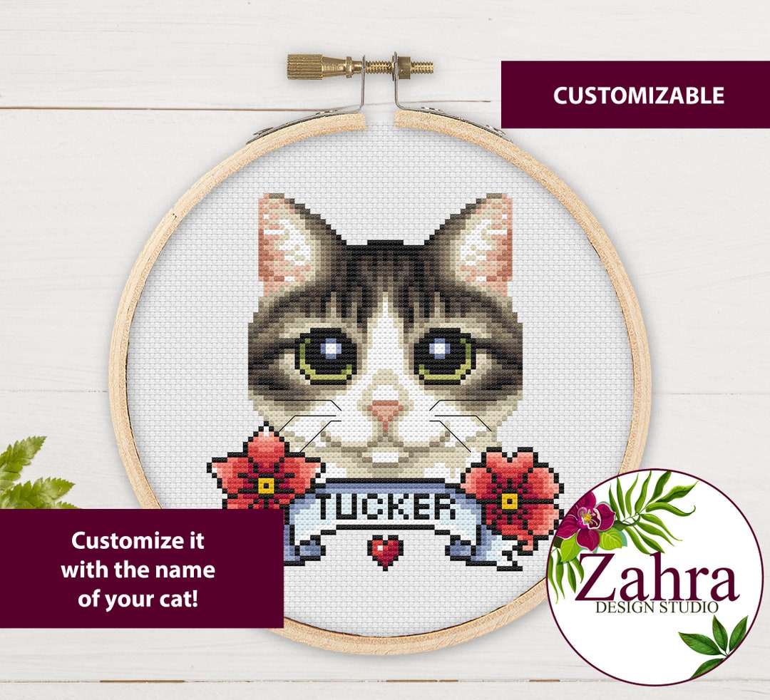 Bicolor Tabby and White Cat Cross Stitch Pattern. Cat Cross - Etsy