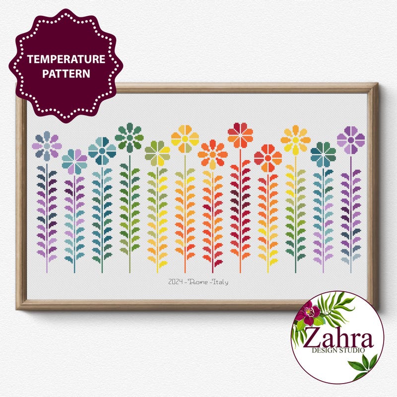 Temperature Tree Cross Stitch - Etsy