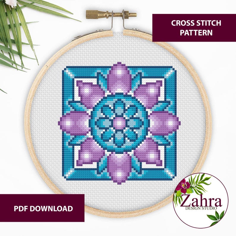 Mandala Cross Stitch Pattern: 3 Mini Floral Embroidery Design (PDF ...
