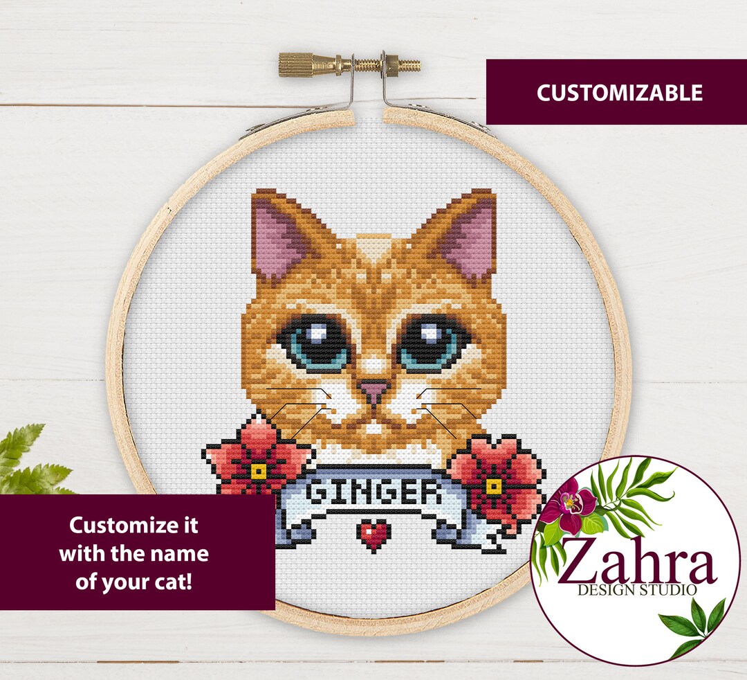 Ginger Cat Cross Stitch Pattern. Cat Cross Stitch Chart. - Etsy