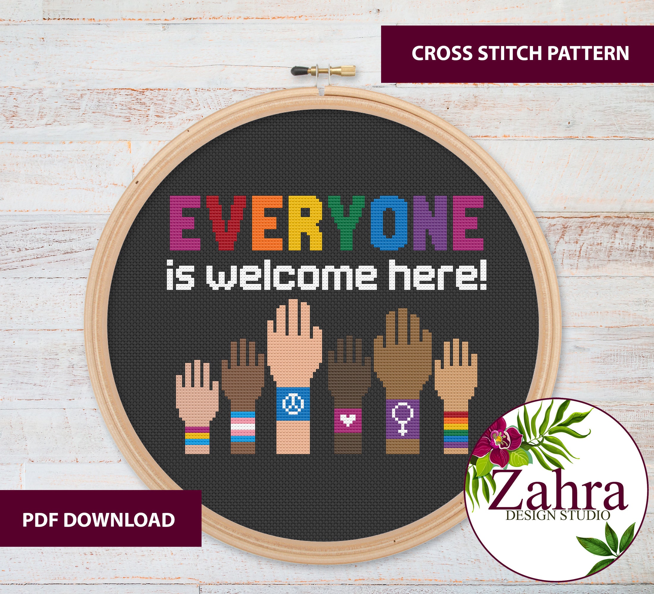 Everyone is Welcome Here LGBTQ Cross Stitch Pattern. Pride - Etsy