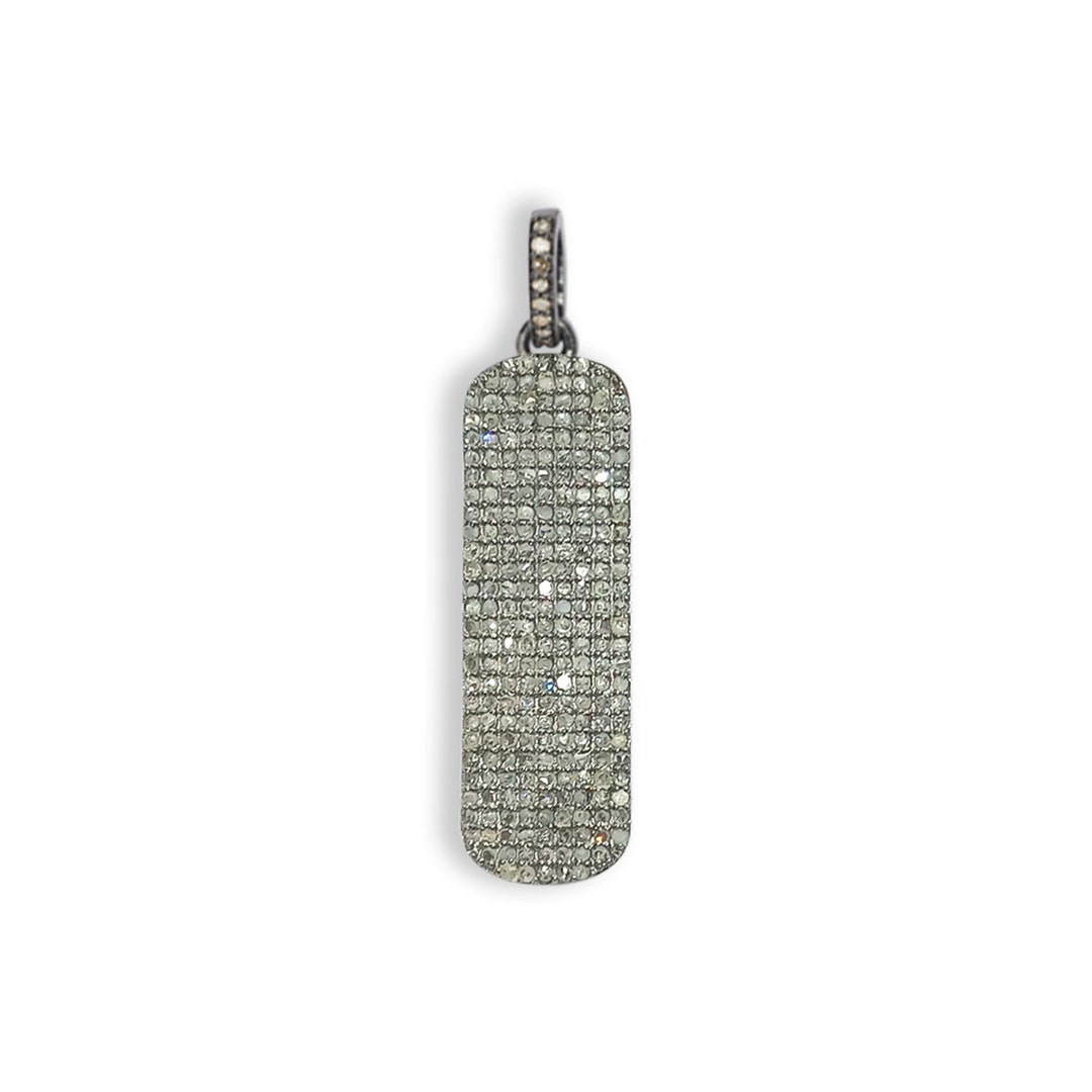 Rectangle Pave Diamond Pendant .92.5 Silver Diamond Pendant, Handmade ...