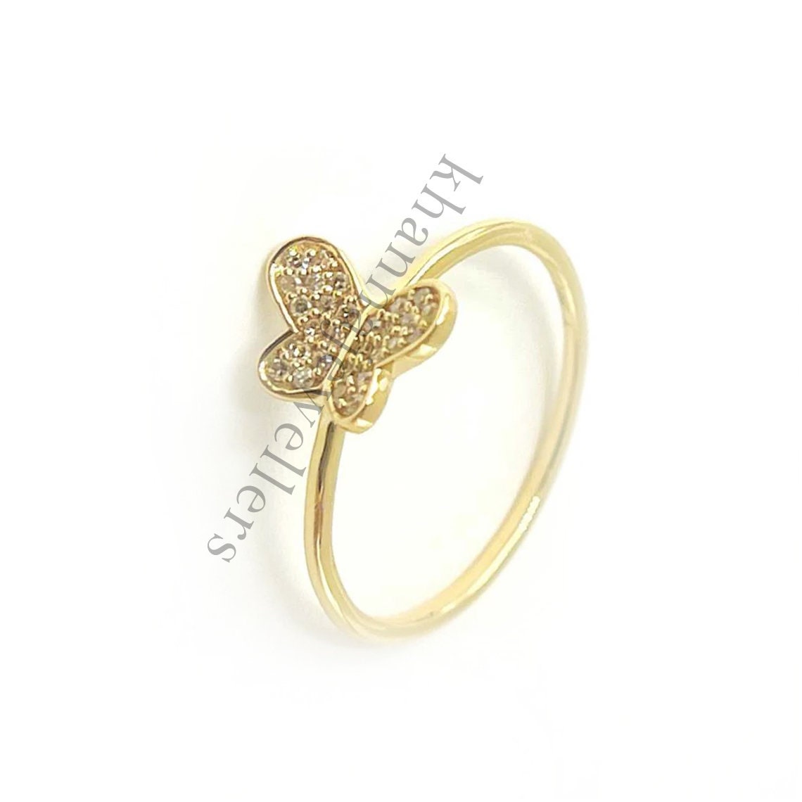 Butterfly 14K Gold Ring. Butterfly Shape Gold Ring. Genuine Handmade ...